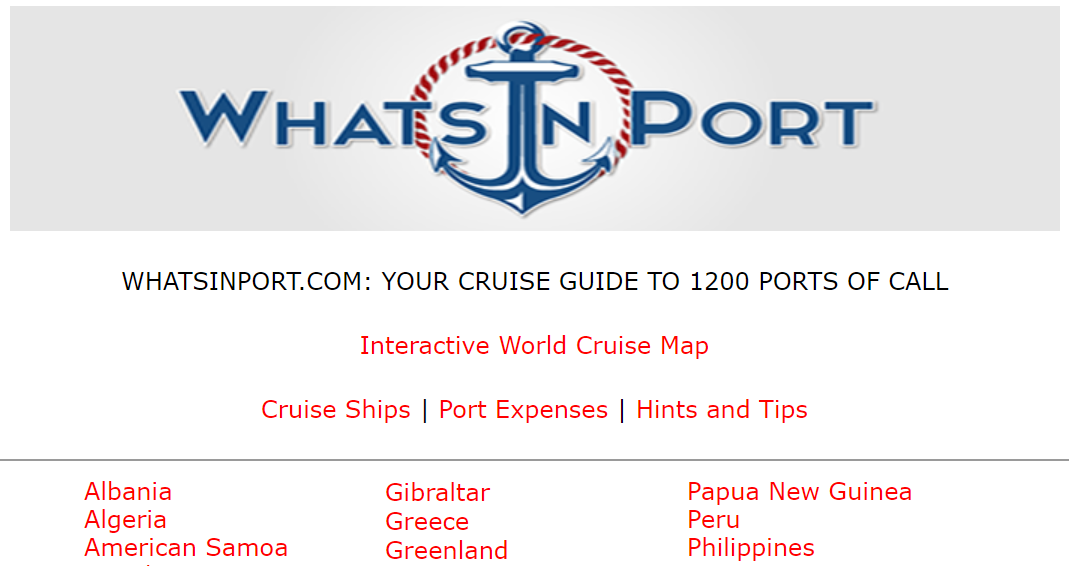 whatsinport.com 實用的英文版各地港口資訊 - 非達人自助遊輪筆記